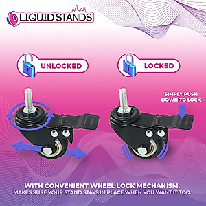 Liquid Stands Keyboard Stand Caster Wheels Set of 4 Replacement Locking Heavy Duty Wheels with Brake - Piano Stand Parts and Accessories