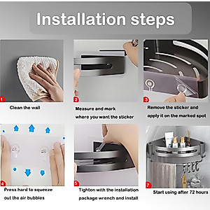 NAJIESUN Adhesive Shower Rack 3-Pack Large Capacity Rust-Proof Stainless Steel Bathroom Storage Rack, Toothpaste Storage Rack No Drilling Shelves (3-Piece Bathroom Storage Rack Set)