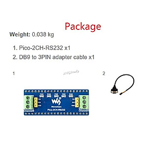 XYGStudy 2-Channel RS232 Module for Raspberry Pi Pico, SP3232EEN Transceiver, UART to RS232