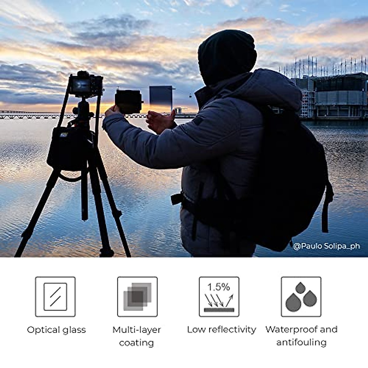 K&F Concept 100x100mm Square ND Filter Kit ND1000 (10 Stop) + 1x Filter Holder + 8 x Filter Rings with 28 Multi-Layer Coatings Compatible with Canon Nikon Camera Lens