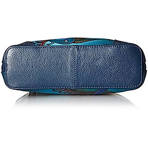 Anna by Anuschka Women's Hand Painted Leather Small Multi Compartment Zip-Around Organizer, Denim Paisley Floral