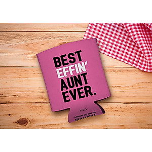 Aunt Uncle Gifts Best Effin' Aunt and Uncle Ever Funny Aunt Uncle Announcement Aunt Uncle Gift Set 2 Pack Can Coolie Drink Coolers Coolies Blue & Pink