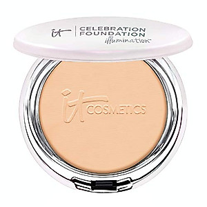 IT Cosmetics Celebration Foundation Illumination, Medium (W) - Full-Coverage, Anti-Aging Powder Foundation - Blurs Pores, Wrinkles & Imperfections - 0.3 oz Compact