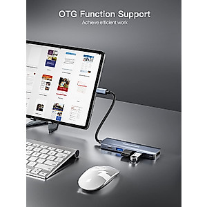 USB C HUB, DockteckExpand USB-C Multiport Adapter 5 in 1 with 4K HDMI, 100W Power Delivery, 3 USB 3.0 Data Ports for MacBook Pro/Air, iPad Pro/Air/Mini 6 and More