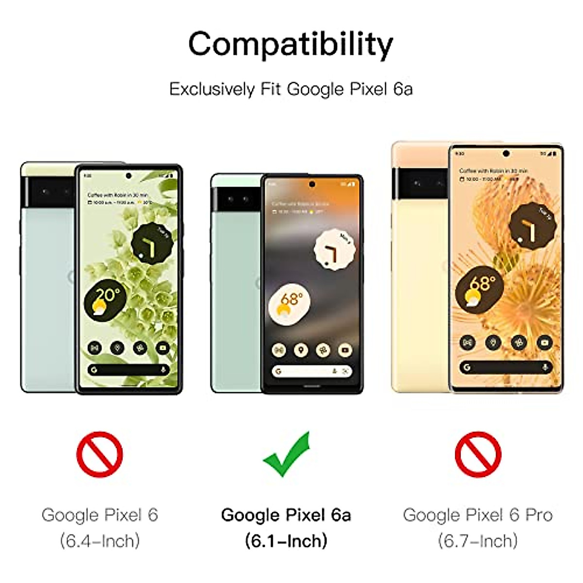 JETech Screen Protector for Google Pixel 6a 6.1-Inch, Fingerprint Compatible, Tempered Glass Film, HD Clear, 3-Pack