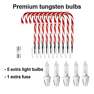 TQS 22" Cane Candy Lights - 6 Pack Christmas Candy Cane Pathway Markers Light Yard Lawn Garden Stakes Outdoor Decorations - Large Plastic Red Warm White Lights Christmas Party Holiday Decor