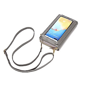 ISYSUII Crossbody Case for Moto G Power 2021 Wallet Case Touch Screen Cell Phone Purse with Credit Card Holder Adjustable Shoulder Strap Leather Handbag Clutch for Women Girls,Grey