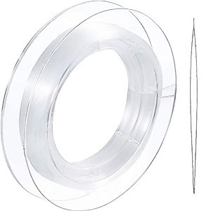 Tatuo 200 m Clear Nylon Invisible Thread String for Hanging Christmas Ornaments, Bracelet Making, Sew Hobby, Clear Beading Thread with Bead Needle (0.25mm)