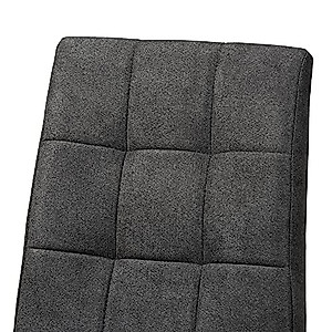 Baxton Studio Tara Dining Chair Set Transitional Dark Grey Fabric Upholstered and Walnut Brown Finished Wood 2-Piece Dining Chair Set