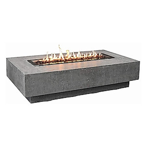 Elementi Manhattan Outdoor Gas Firepit Table 36 Inches Natural Gas Fire Pit Patio Heater Concrete High Floor Clearance Firepits Outside Electronic Ignition Backyard Fireplace Cover Lava Rock Included