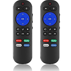 Pack of 2 Remote Compatible with Hisense Roku TV Remote with Netflix, Disney, Hulu, Amazon Buttons, Remote for 32 40 43 50 55 58 65 75 inch Hisense 4K UDH QLED LED HDR Smart Roku TV, No Setup Required
