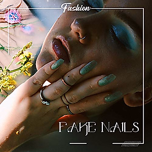 Outyua Halloween Red Black Press on Nails Ombre Coffin Fake Nails Long False nails with Designs Acrylic Witch Ghost Nails for Women and Girls 24Pcs (Red & Black)