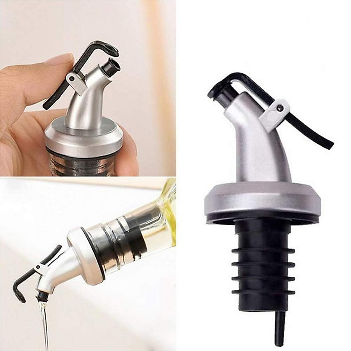 10 Pcs Pour Spouts, TBWHL Olive Oil Vinegar Dispenser Bottle Liquor Wine Pourers Flip Top Stopper Leak-proof with Lid for Kitchen and Bar