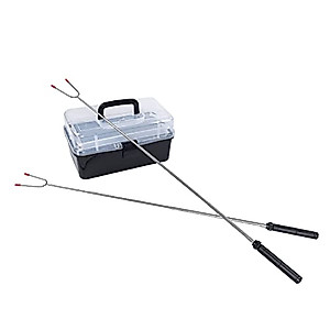 Neature Backyard Smores Kit - Black 13 x 7.9 x 5.9in Plastic Dessert Bonfire Accessories Caddy with Telescoping Skewers