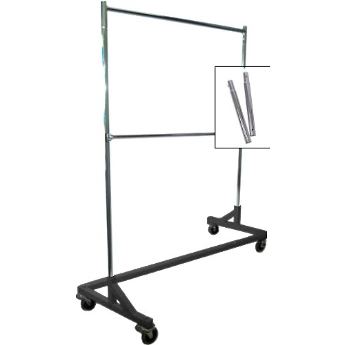 Only Hangers GR600EH-1 Extended Height Double-Rail Rolling Z Garment Rack with Nesting Black Base