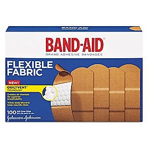 Band-Aid Brand Flexible Fabric Adhesive Bandages for Wound Care and First Aid, All One Size, 100 Count