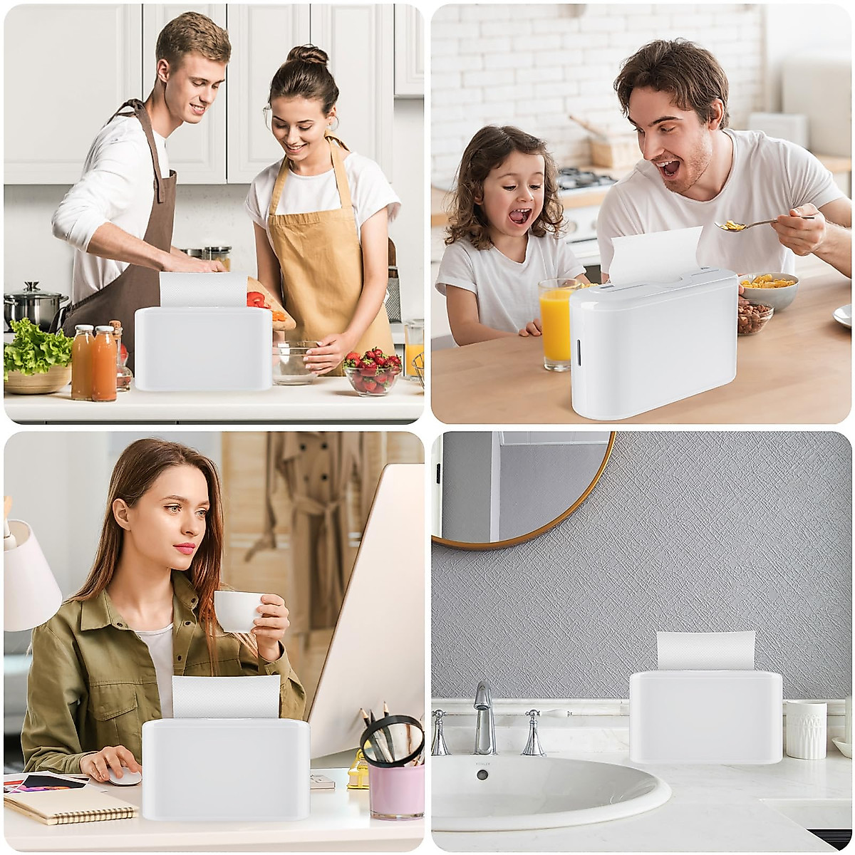 Xlxker Paper Towel Dispenser Countertop, Multifold Hand Towel Dispenser for Bedroom, Bathroom, Kitchen, Toilet (White)