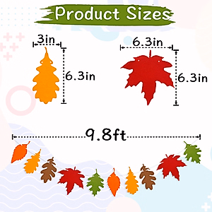 VILIFEVER Felt Fall Maple Leaves Garland Banner for Fall Thanksgiving Mantle Decorations, Autumn Home Farmhouse Decor Maple Leaf Hanging Streamer for Fall Wedding Birthday Party Supplies
