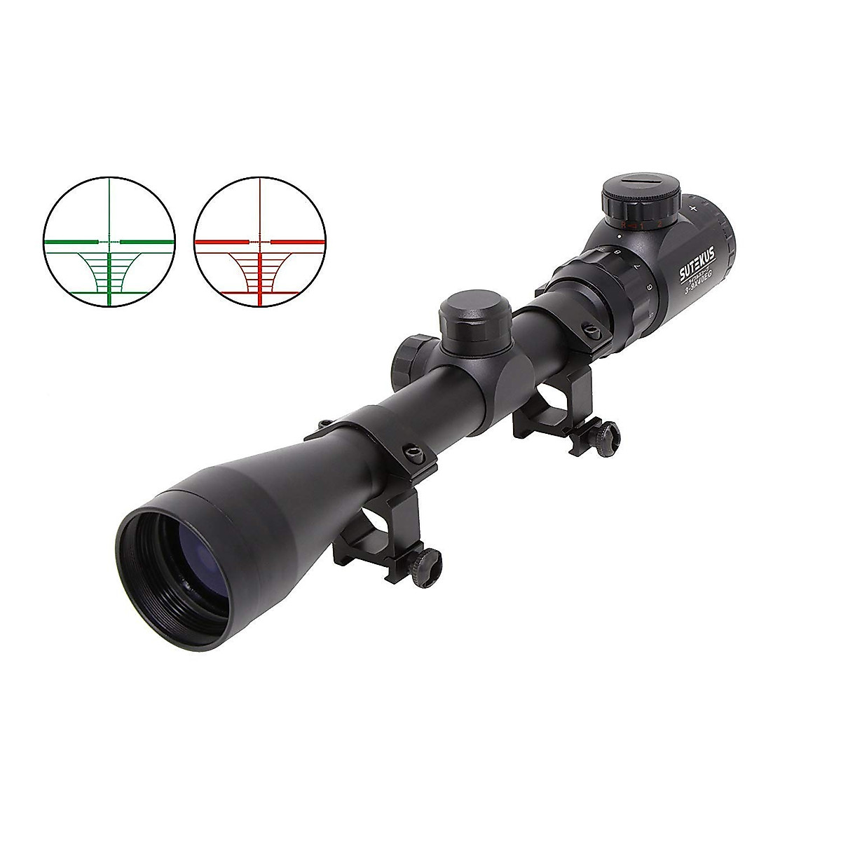 Sutekus Tactical Scope 3-9x40 Rangefinder Red & Green Illuminated Optics Reticle Crosshair Scope with 0.79"(20mm) Free Mounts
