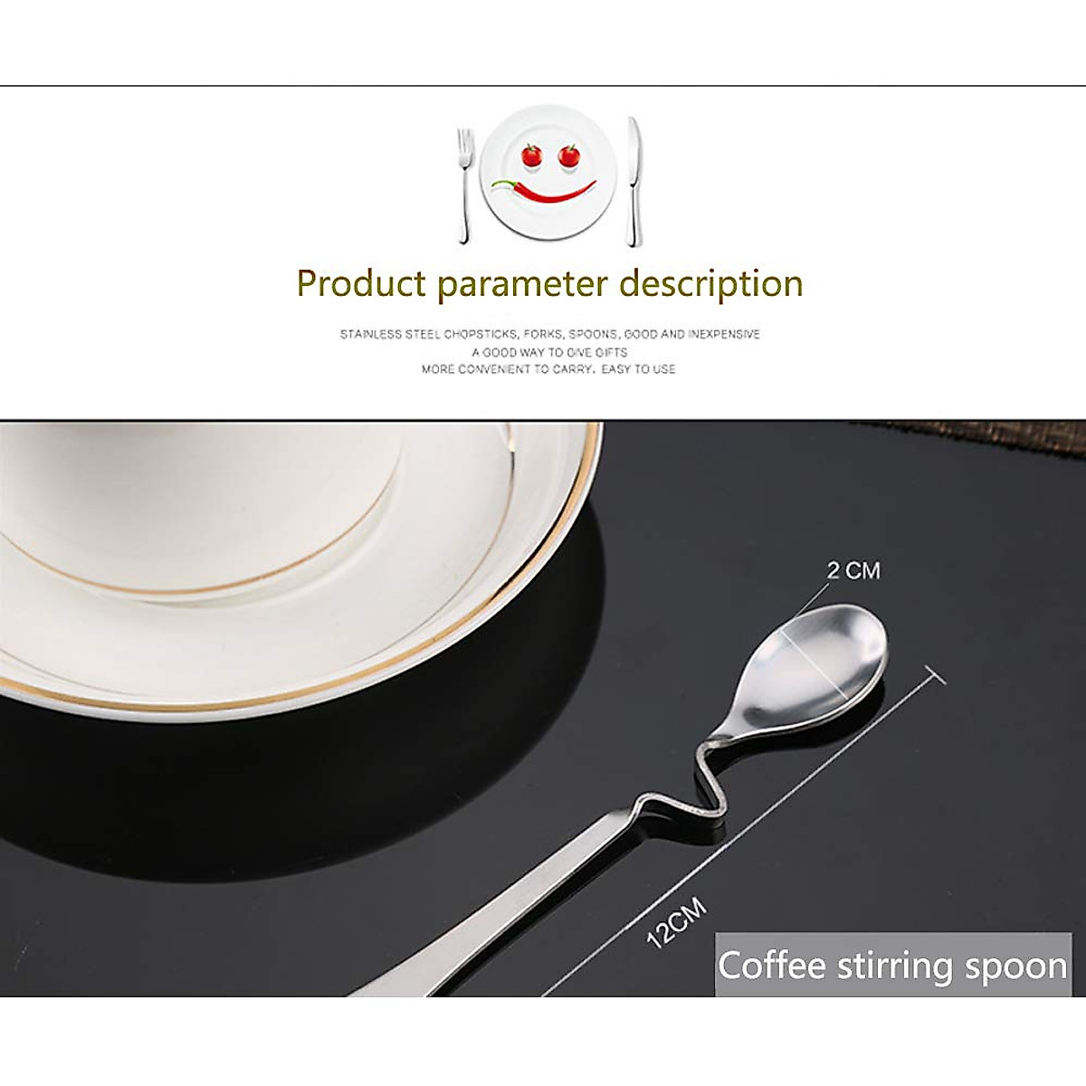6 Sets of Stainless Steel Mini Coffee Spoons Mixing Spoons Cake Dessert Spoons Horizontal Hanging Spoons
