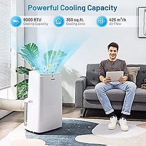 DORTALA 12000 BTU Portable Air Conditioner, 3-in-1 AC Cooling Unit with Dehumidifier & Fan Modes, Remote Control, Cools 450 Sq. Ft, Compact Freestanding Air Conditioner, White (12000BTU)