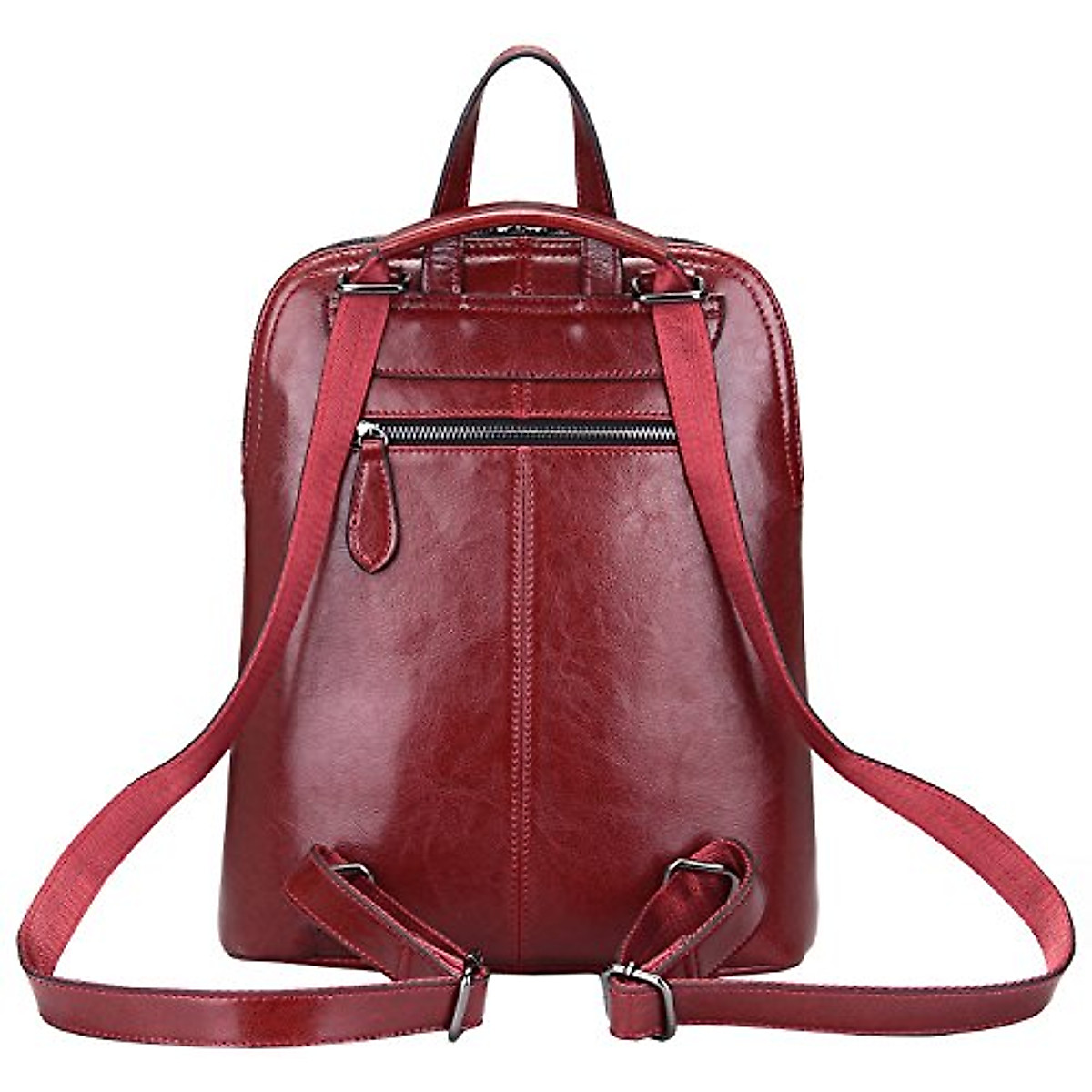 HESHE Leather Backpack Designer Purse for Women Fashion Ladies Travel College Shoulder Bag (Wine-J039)
