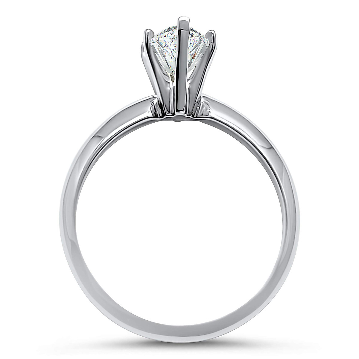 Eternal Jewelry 14K White Gold CZ Cubic Zirconia Marquise 2 Carat solitaire Engagement Ring 6 Prong (4.75)