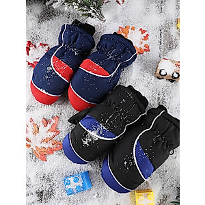 4 Pairs Kids Winter Snow Gloves Mittens Waterproof Warm Ski Gloves Windproof Children Ski Gloves for Boys Girls Cold Weather (Classic Style)