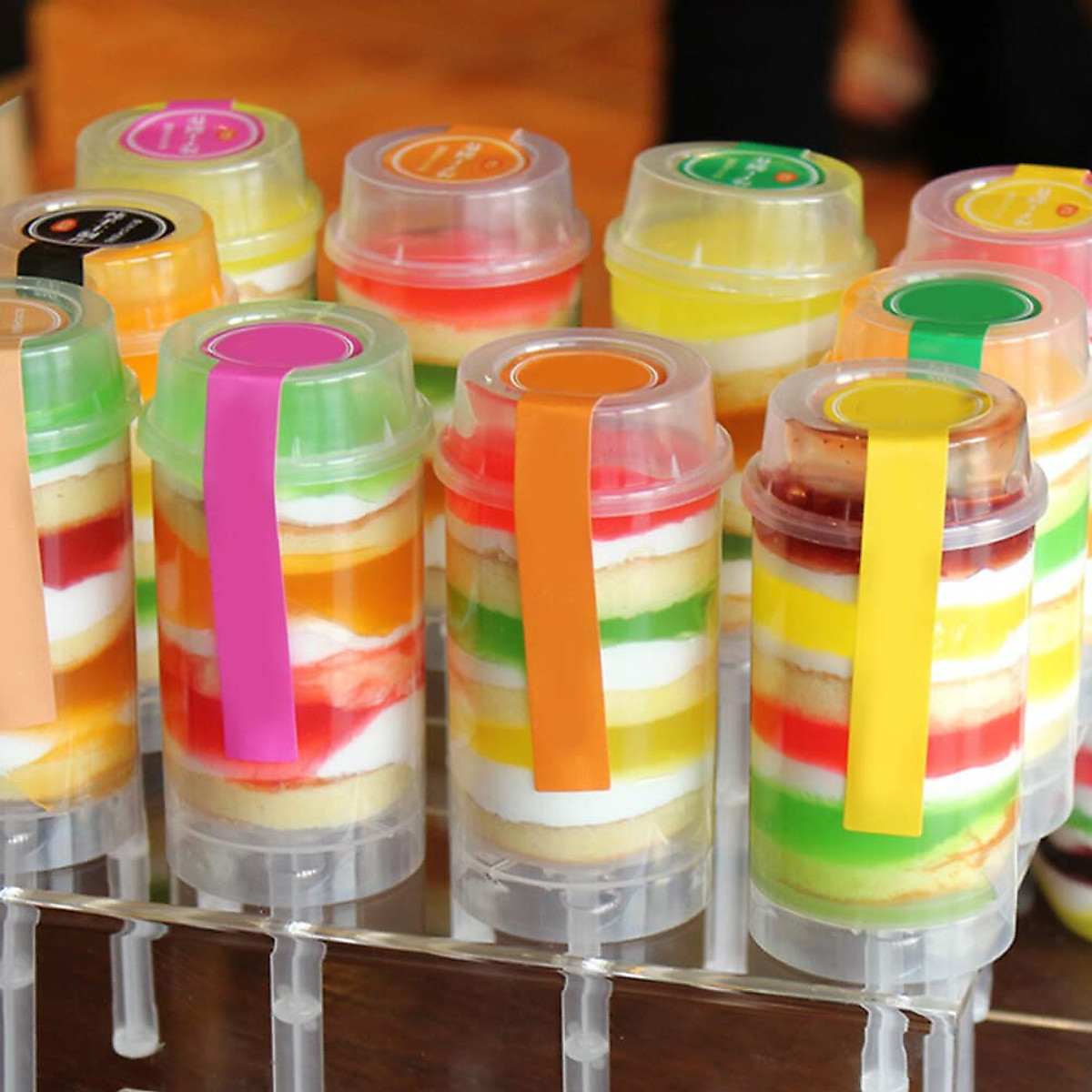 60Pack Cake Push Pop Containers with Lids, Reusable Cake Push Pops, Muti-purpose Push Pop Cake Containers, Plastic Cake Push-up Pop Shooter for Cupcake, Confetti, Homemade Ice Cream,Desserts