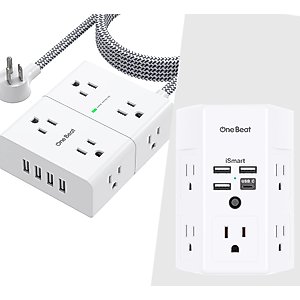 10Ft Surge Protector Power Strip and 1800J Outlet Extender Bundle