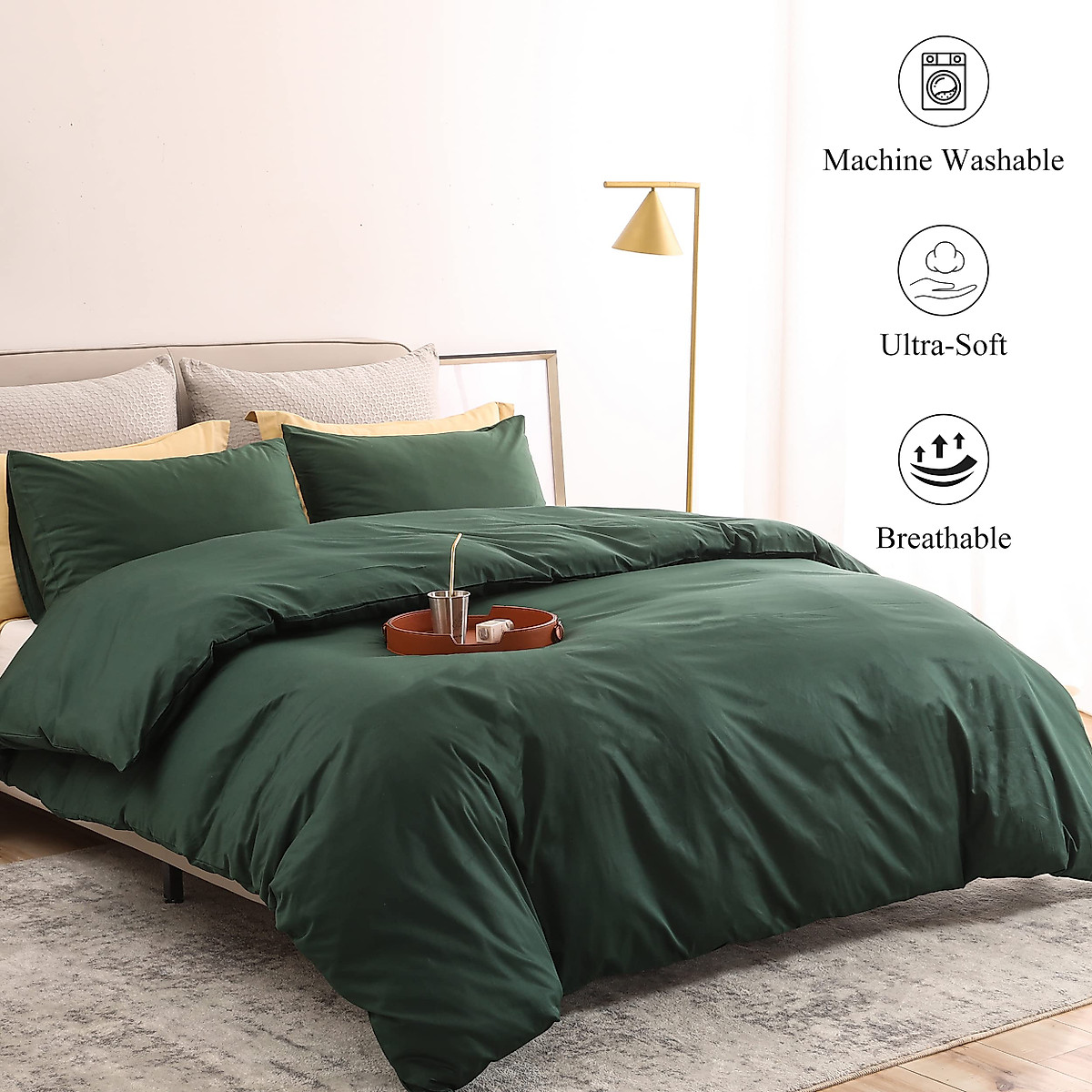 SNOWMAN Duvet Cover Queen Size,3 Pieces Bedding Sets,1200Thread Count 100% Egyptian Cotton Comforter Cover with 2 Pillowcases Ultra Soft&Breathable(Blue,90x90Inches)