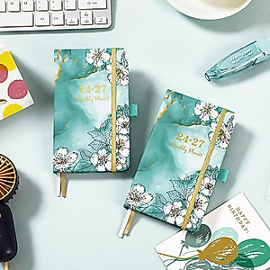 2024-2027 Pocket Planner - Pocket Planner (36-Month) with 60 Notes Pages, July. 2024 - June. 2026, 6.6" x 3.9", 3 Year Monthly Planner with Contacts, Pen Holder, Back Pocket with Thick Paper - Green