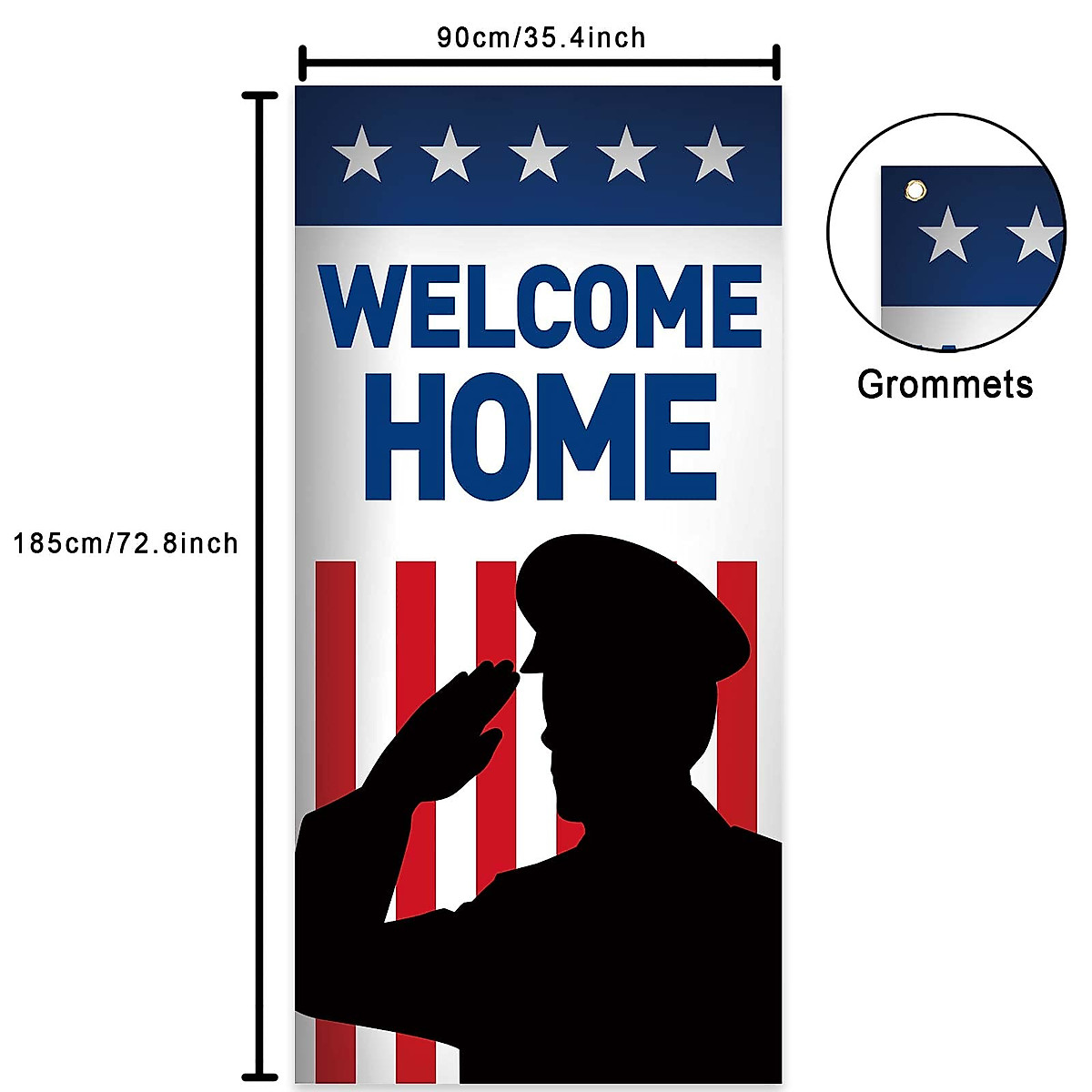Welcome Home Banner Backdrop Photo Booth Props Soldiers Stars Airman Theme Decor for Kids Teens United State American Military Veteran Retired Going Away Party Flag Favors Supplies Decorations