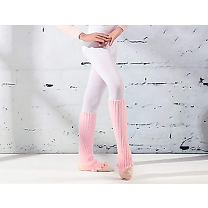 DANCEYOU Ballet Leg Warmers for Girls Toddler Teens Stirrup Ankle Warmers Knitted Socks for Dance Practice Yoga Sports Casual, Pink