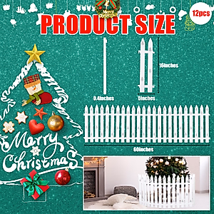 Extra Large 16” Christmas Tree Fence, 12pcs Christmas Tree Gate, White Picket Fence for Kids, Toddlers, Christmas Tree Barrier&Protector for Dogs, Cats