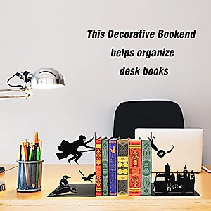 NEFSO Decorative Bookends for Bookshelf, Black Magic Book Stopper, Unique Gifts for Family Friends Kids, Study Room Home Office Décor (NEFSO220723-1)