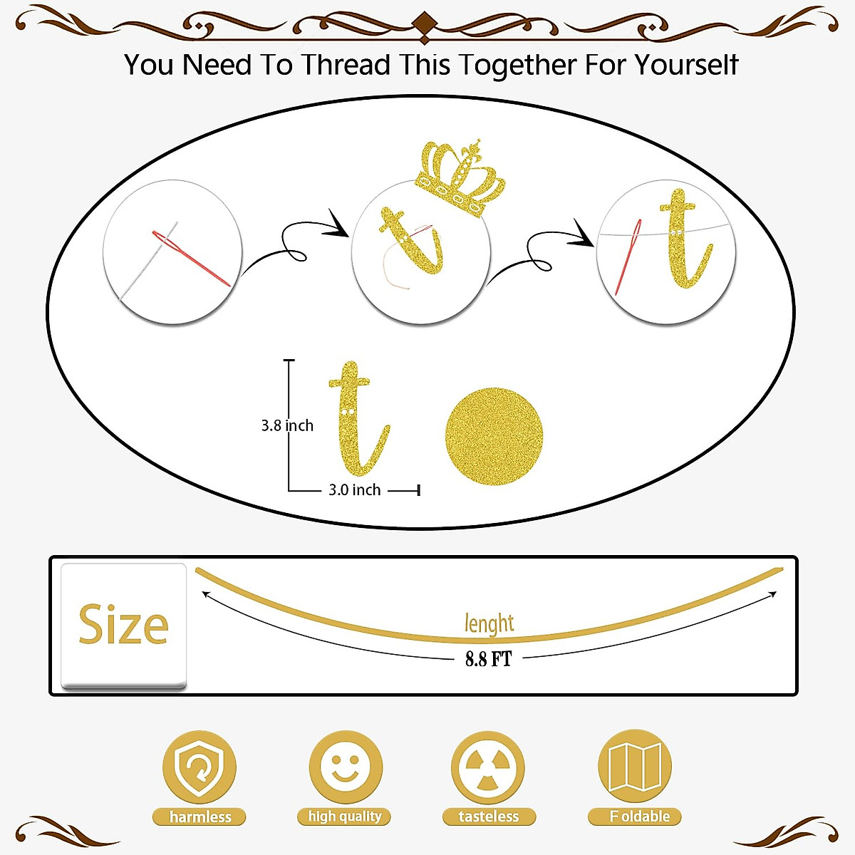 It's Time to Fiesta Banner, Wedding Engagement Birthday Bachelorette Party Decorations, Mexican Fiesta Theme Cactus Bridal Shower Party Decors, Cinco De Mayo Party Supplies Gold&Green Glitter