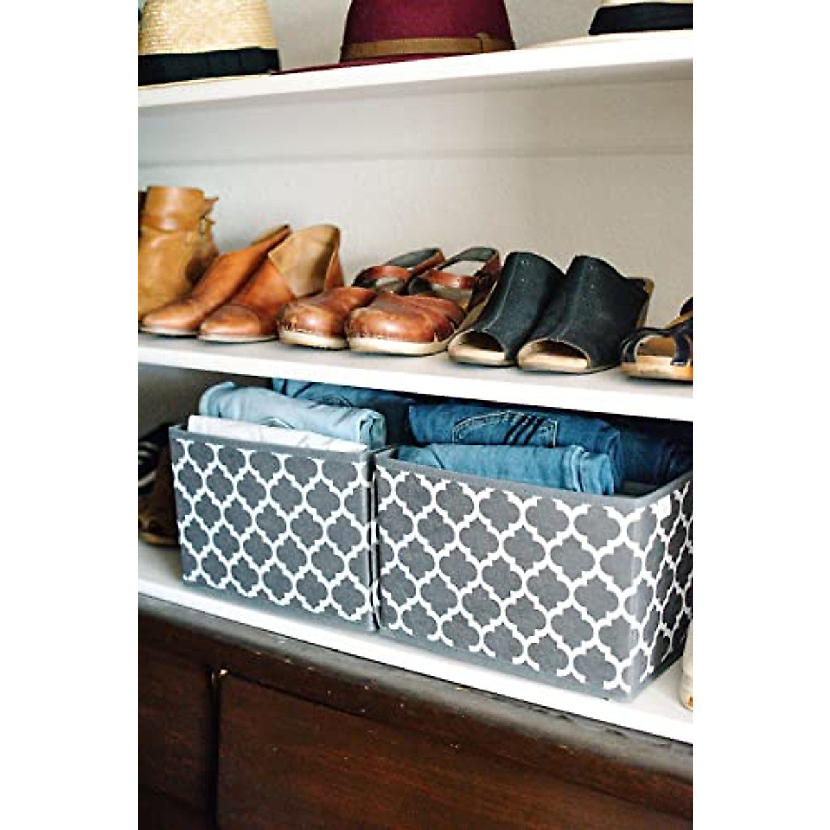 Three Sweet Peas Co XL Jeans Organizer for Closet I Clothes Organizer for Folded Clothes I Drawer Organizer for Clothing | Wardrobe Clothes Organizer for Jeans Grey