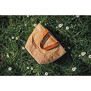 Out of the Woods Water Resistant Insulated Mini Shopper Lunch Bag – Lightweight Reusable Lunch Tote – Vegan Lunch Cooler with Handles – Sustainable Small Vegan Lunch Bag - Sahara