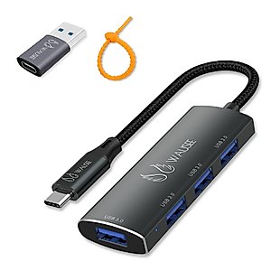 Wausee USB 3.0 Hub Type C 4-Port Splitter, Docking Station,Expander Adapter,Dongle (4 in 1) for Notebook PC,Laptop,Computer,MacBook, Mac Pro/mini, iMac, Surface Pro, XPS,Flash Driver, Mobile HDD(Grey)