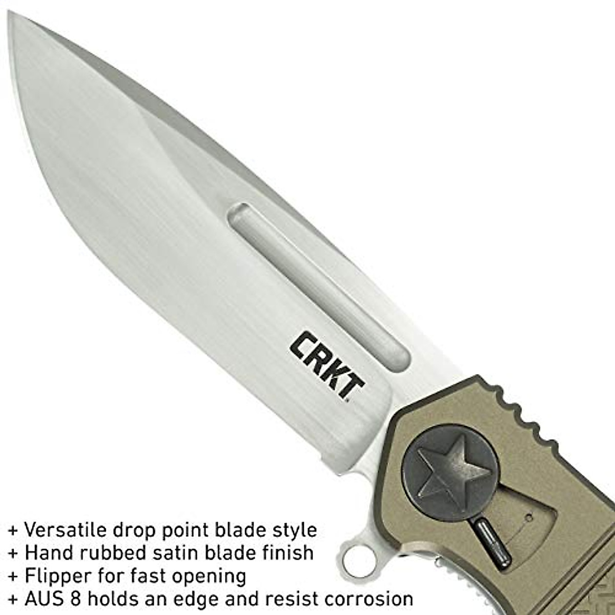 COLUMBIA RIVER KNIFE & TOOL CRKT Homefront Aluminum Folding Pocket Knife: Take Apart Field Strip, Satin Blade, Flipper Open, Liner Lock, Aluminum Handle, Deep Carry Pocket Clip K270GKP