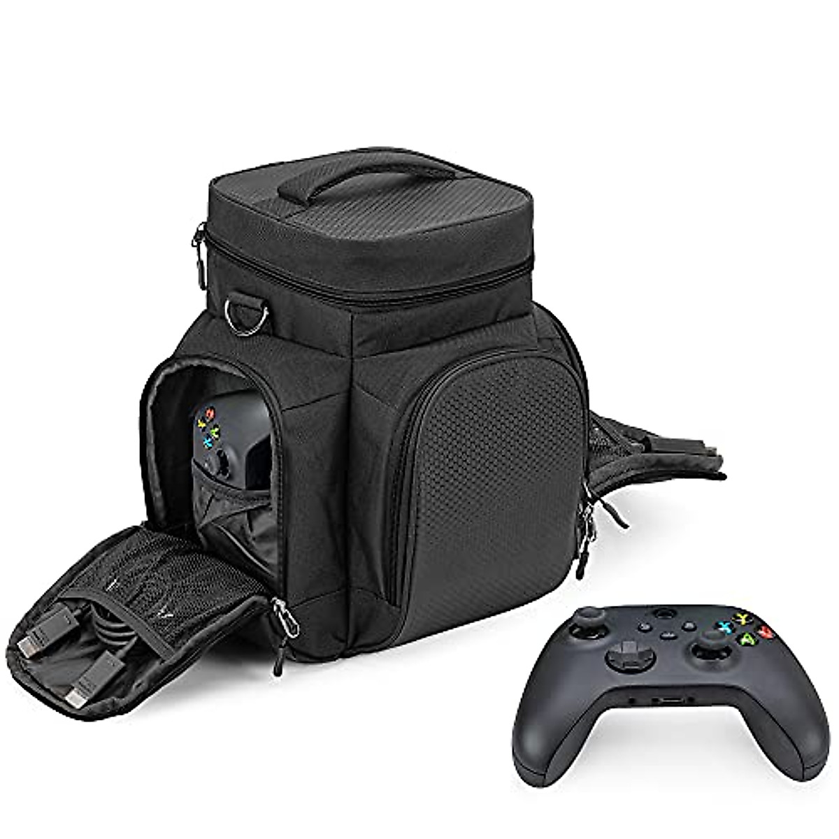 Trunab Console Carrying Case Compatible with Xbox Series X, Travel Bag with Multiple Storage Pockets for Xbox Controllers, Games, Cables, Portable Hard Disk and Other Accessories (Patent Pending)