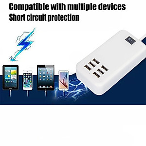 6 Ports USB Charger Hub Desktop US Plug AC Power Wall Travel Charging Adapter Slots Charging Station