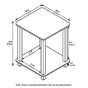 Furinno Simplistic Set of 2 End Table, Dark Walnut