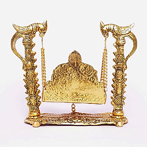 Beautiful Metal Swing Laddu Gopal Jhula for Home Decor Showpiece Gift 6inch Approx.