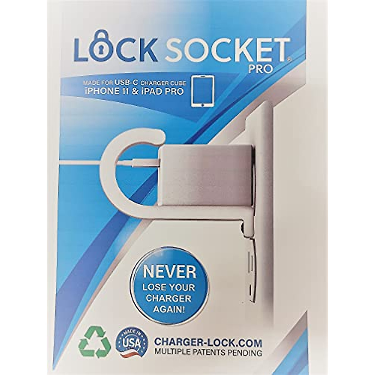 Lock Socket Pro Charger Lock - Compatible with iPhone Fast Charger - Never Lose Your Charger Again! - Fits USB-C