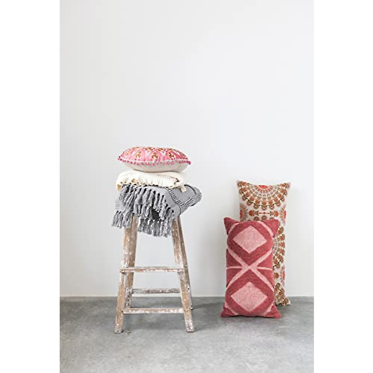 Creative Co-Op Coral Cotton Blend Chenille Lumbar Pillows, 1 Count (Pack of 1), Pink