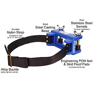 Gas Cylinder Holder Bench Mount Gas Cylinder Bracket Helium Tank Strap Mounting Bracket Reinforced Casting Steel Brackets Safety Mount Quick Fist Clamps Nitrogen Tank CO2 Cylinder Propane Tank Holder