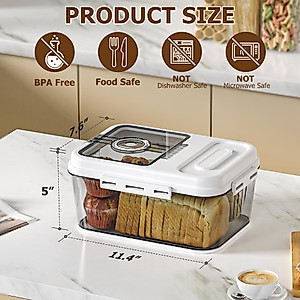 Olimingse Bread Box For Kitchen Countertop, Airtight Bread Storage Container, Time Recording Bread Keeper with Lid,Bread Storage For Homemade Breads, Toast, And Cookies, White Bread Holder.