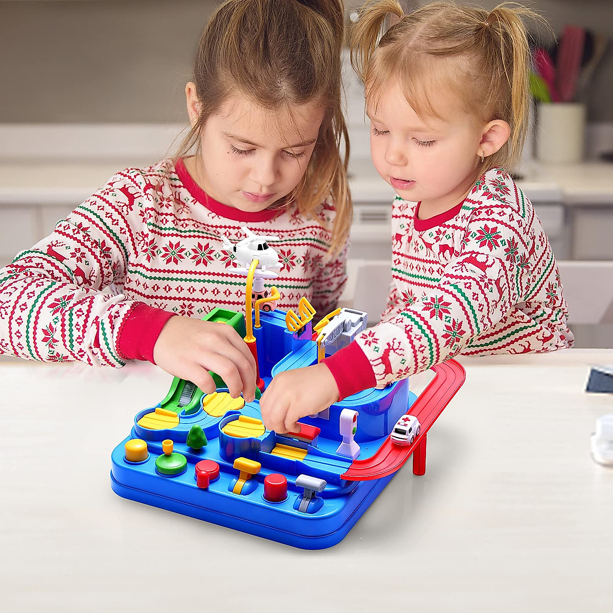 Sakiyrmai Kids Race Track Car Adventure Toys, City Rescue Preschool Educational Toy Vehicles, Parent-Child Interactive Kids Puzzle Car Playsets for 3 4 5 6 7 8 Years Old Toddlers Christmas